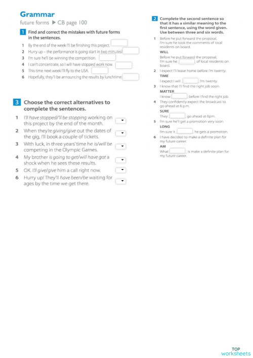 CAE unit 10 grammar (future). Interactive worksheet | TopWorksheets