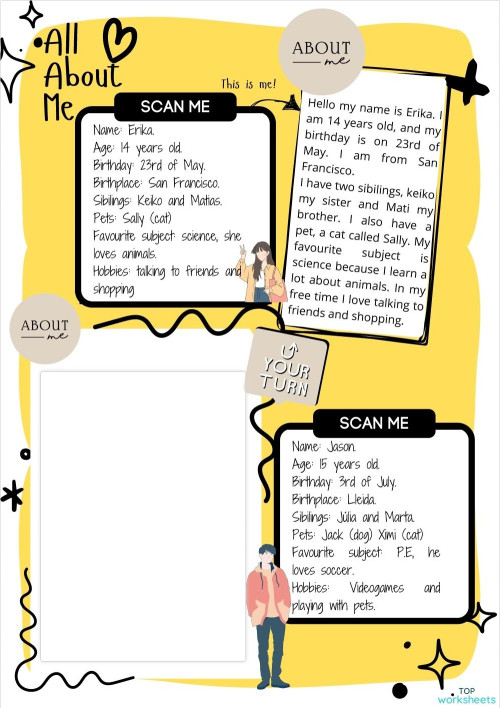 Self introduction. Interactive worksheet | TopWorksheets