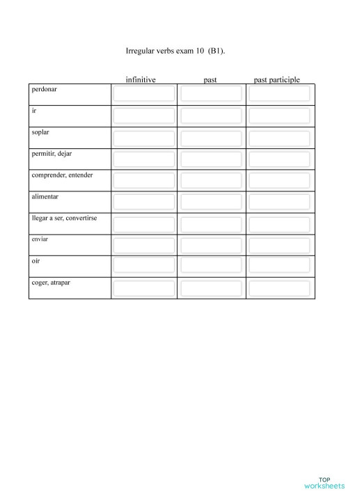 B1 irregular verbs 10. Ficha interactiva | TopWorksheets