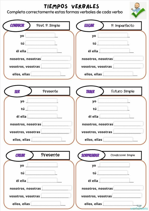 TIEMPOS VERBALES NIV 2. Ficha interactiva | TopWorksheets