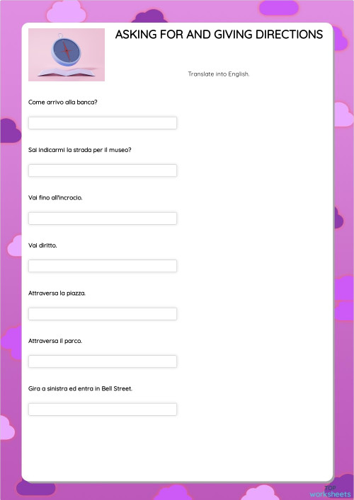 ASKING FOR AND GIVING DIRECTIONS. Interactive worksheet | TopWorksheets