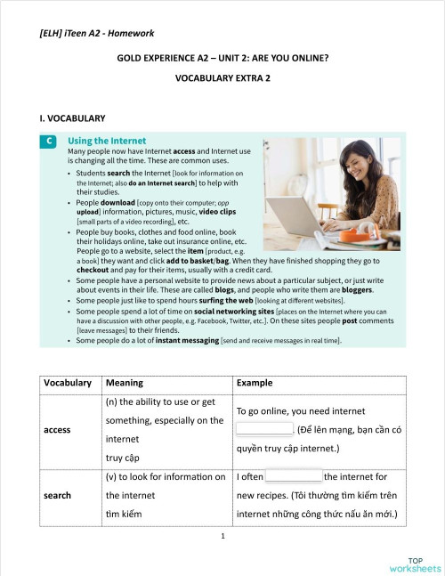 Lesson 5 - Vocabulary Extra. Interactive worksheet | TopWorksheets