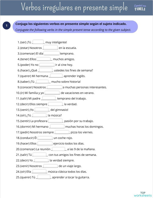 El verbo - Número y persona. Ficha interactiva | TopWorksheets El verbo - Número y persona. Ficha interactiva | TopWorksheets