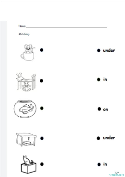 in on under. Ficha interactiva | TopWorksheets