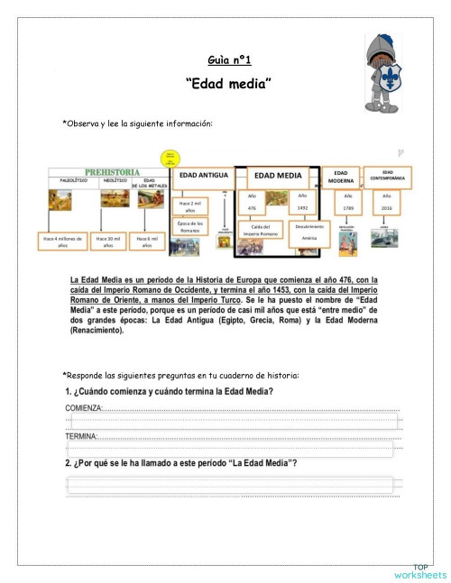 Edad media. Ficha interactiva | TopWorksheets