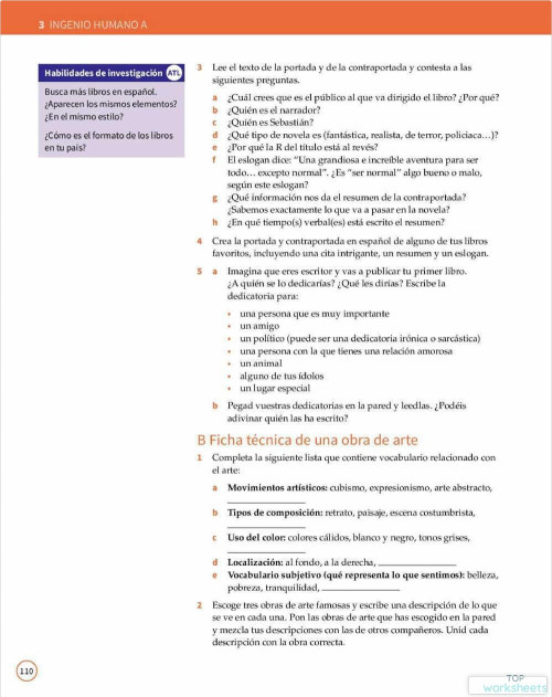 3. El arte 110. Ficha interactiva | TopWorksheets