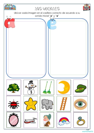 Vocal "a" y "e". Ficha interactiva | TopWorksheets