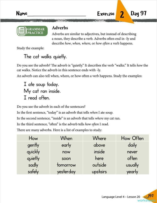 Lesson 20: Grammar Practice Pg 197-198 Ex 2. Interactive worksheet | TopWorksheets