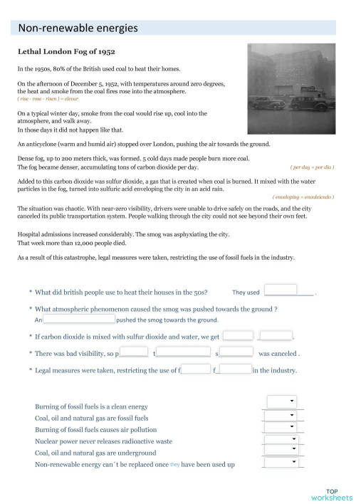 Natural Lesson 4. Energy II. Interactive worksheet | TopWorksheets