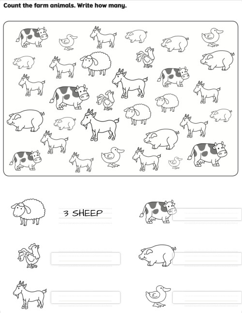 Counting farm animals. Interactive worksheet | TopWorksheets