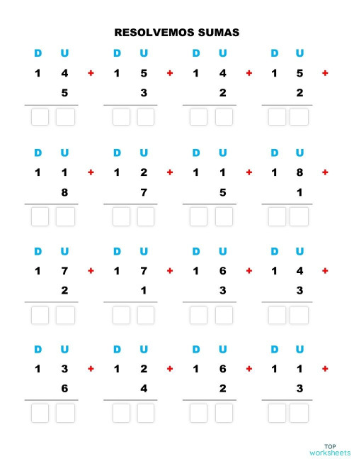 SUMAS DE PRIMER GRADO. Ficha interactiva | TopWorksheets