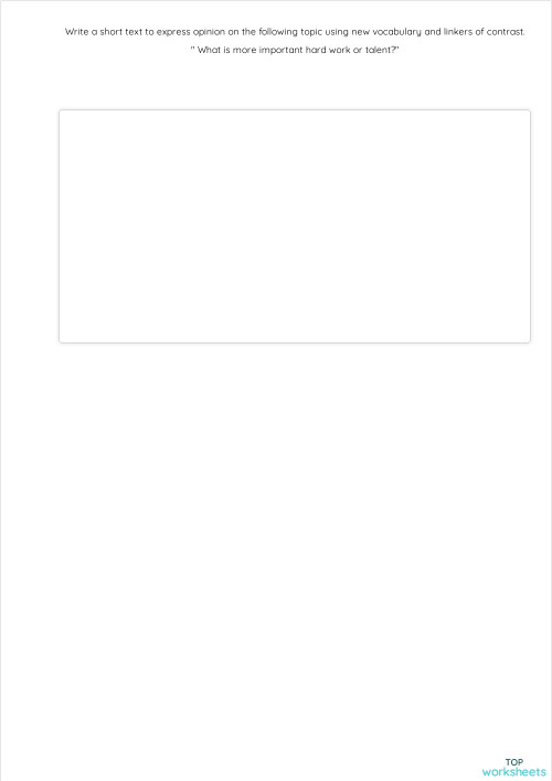 Hard work or talent. Interactive worksheet | TopWorksheets