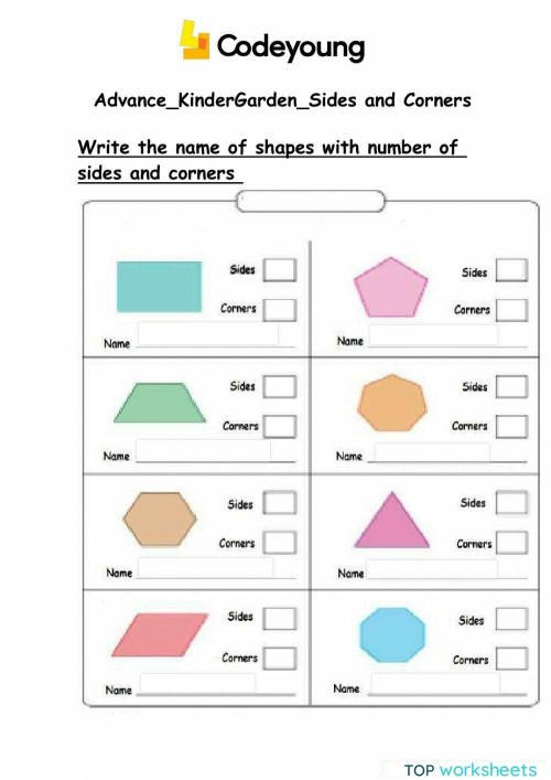 Shapes and corners. Interactive worksheet | TopWorksheets