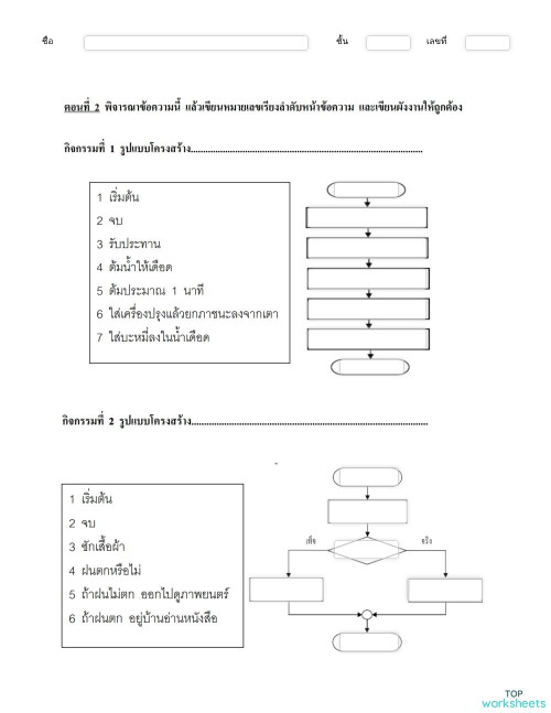 flowchart ป.6 ใบงานเชิงโต้ตอบ | TopWorksheets