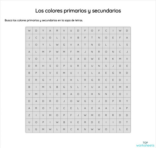 Los colores primarios y secundarios. Ficha interactiva | TopWorksheets