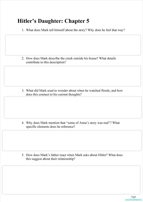 Hitler's Daughter Chapter 5 Text Dependent Questions. Interactive ...