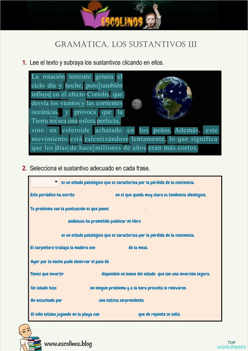 Objeto Directo e Indirecto (frases y preguntas). Ficha interactiva | TopWorksheets