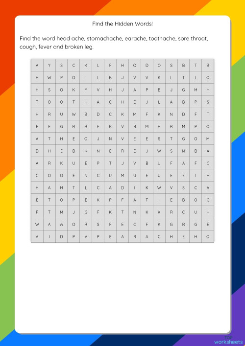 Find the Hidden Words!. Interactive worksheet | TopWorksheets