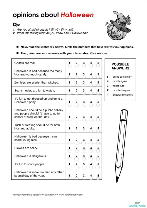 OPINIONS ABOUT HALLOWEEN. Interactive worksheet | TopWorksheets