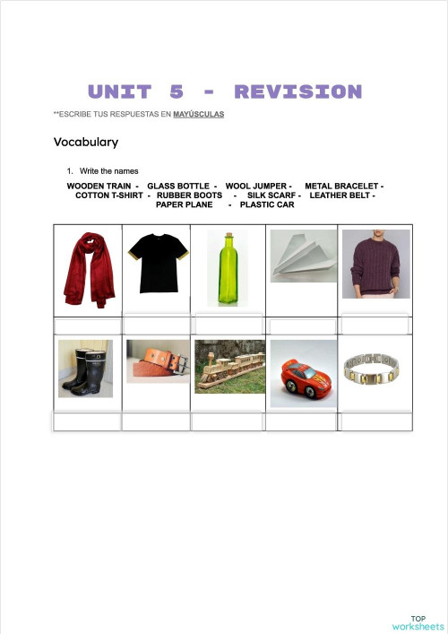 UNIT 5 - VOCABULARY. Interactive worksheet | TopWorksheets