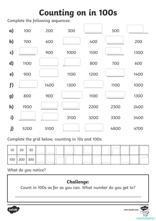 Counting on in 100s. Interactive worksheet | TopWorksheets