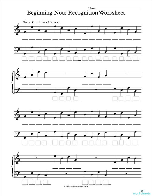 Bass Clef note names. Interactive worksheet | TopWorksheets