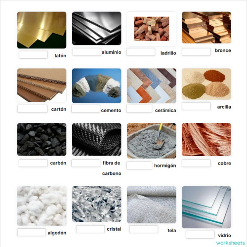 Materials vocabulary. Ficha interactiva | TopWorksheets