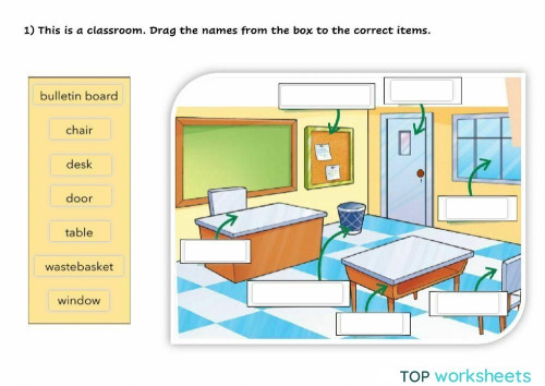Classroom - Vocabulary, There is a-an, There are. Interactive worksheet | TopWorksheets