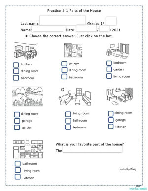 PRACTICE 1 PARTS OF THE HOUSE. Interactive worksheet | TopWorksheets