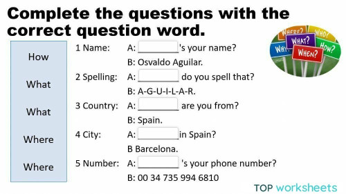 Questions Words. Interactive worksheet | TopWorksheets