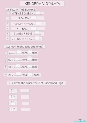 Tens and ones place value. Interactive worksheet | TopWorksheets