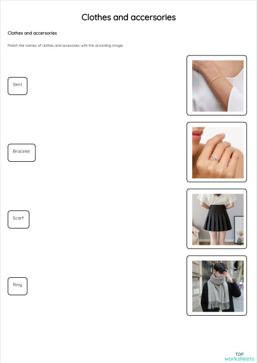 Clothes and accersories. Interactive worksheet | TopWorksheets