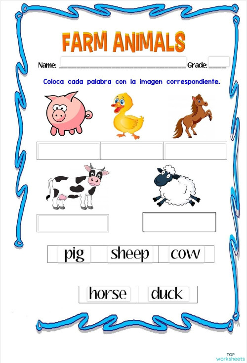 Farm Animals Preschool. Ficha interactiva | TopWorksheets