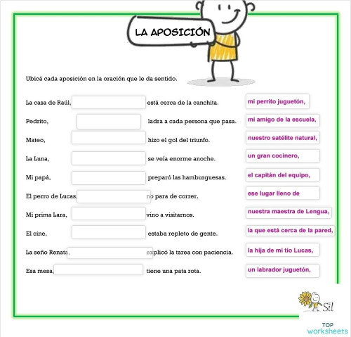 LA APOSICIÓN 1. Ficha interactiva | TopWorksheets