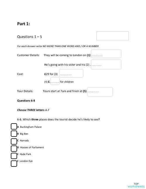 A21818 - Listening 1 HW. Interactive worksheet | TopWorksheets