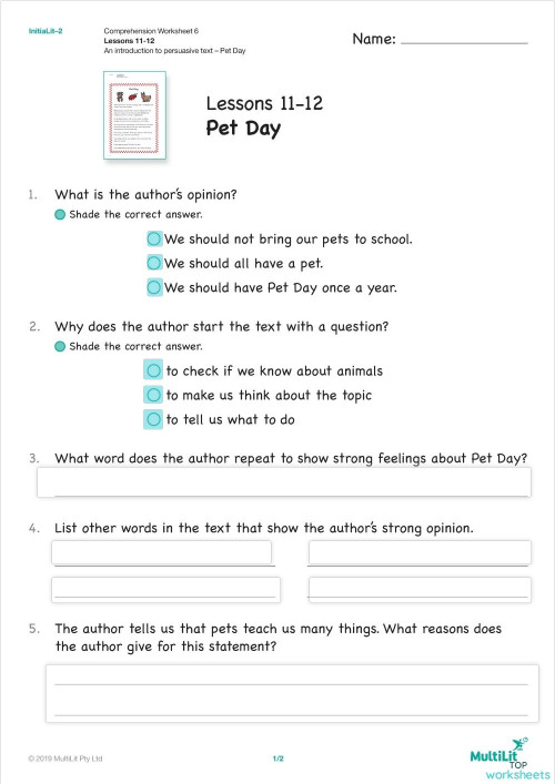 Lessons 11 and 12 Pet Day. Interactive worksheet | TopWorksheets