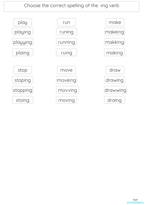 -ing spelling rules. Interactive worksheet | TopWorksheets
