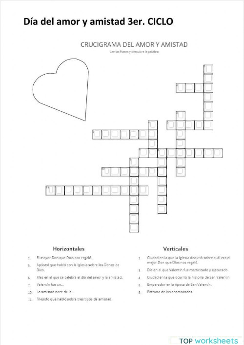 Dia del amor y la amistad. Ficha interactiva | TopWorksheets