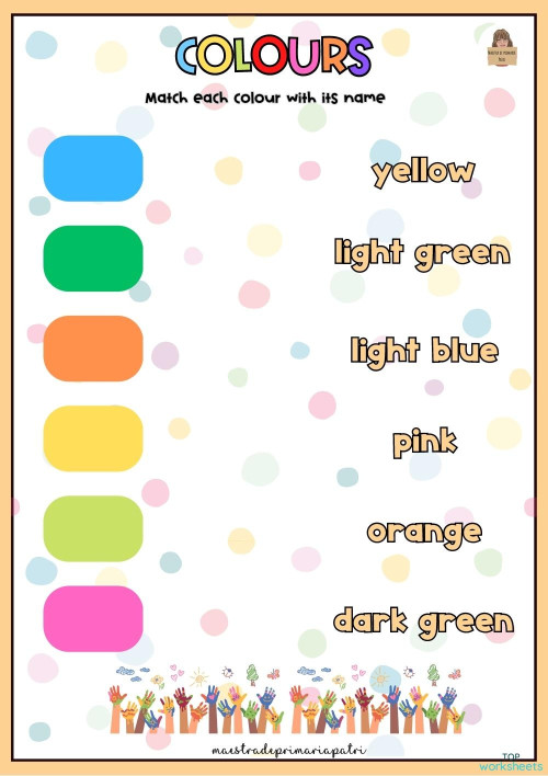 Match each colour with its name. Interactive worksheet | TopWorksheets