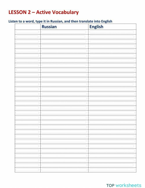 L.2 Lexical check -active vocabulary. Fitxa interaktiboa | TopWorksheets