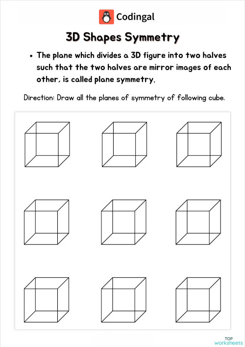 M_G04M17L54_WE01_3D Shapes Symmetry. Interactive worksheet | TopWorksheets