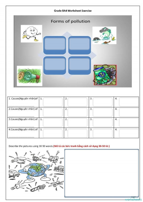Pollution Worksheet. Interactive worksheet | TopWorksheets