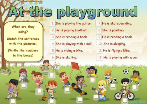 CLASS 26/6. "At the playground". : interactive worksheets and online ...