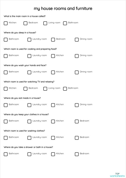 my house rooms and furniture. Interactive worksheet | TopWorksheets