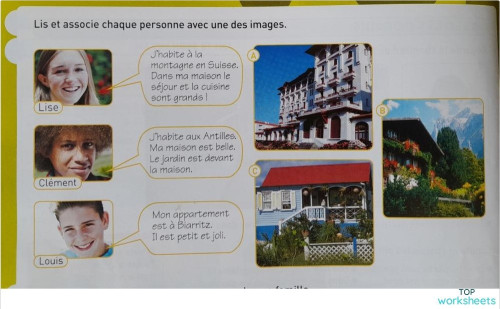 Lectures sur la maison. Fiche interactive | TopWorksheets