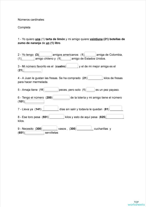 Escritura de números: Los números en palabras. Ficha interactiva ...