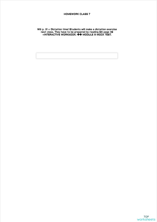 HOMEWORK CLASS 7. Interactive worksheet | TopWorksheets