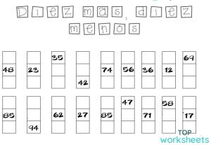 Diez más, diez menos. Ficha interactiva | TopWorksheets