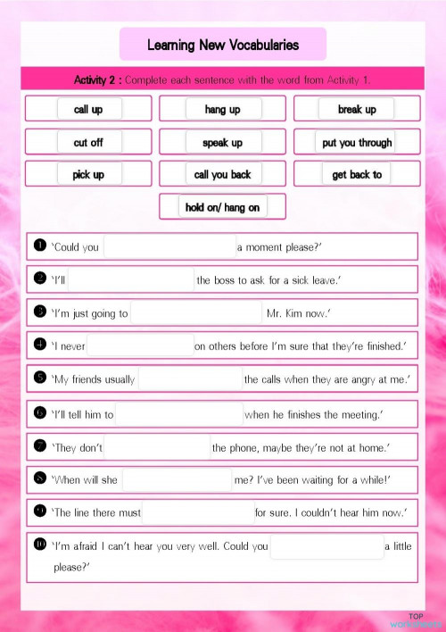 Telephoning Activity 2. Interactive worksheet | TopWorksheets