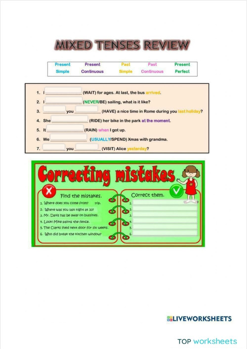 Mixed Tenses Review. Interactive worksheet | TopWorksheets